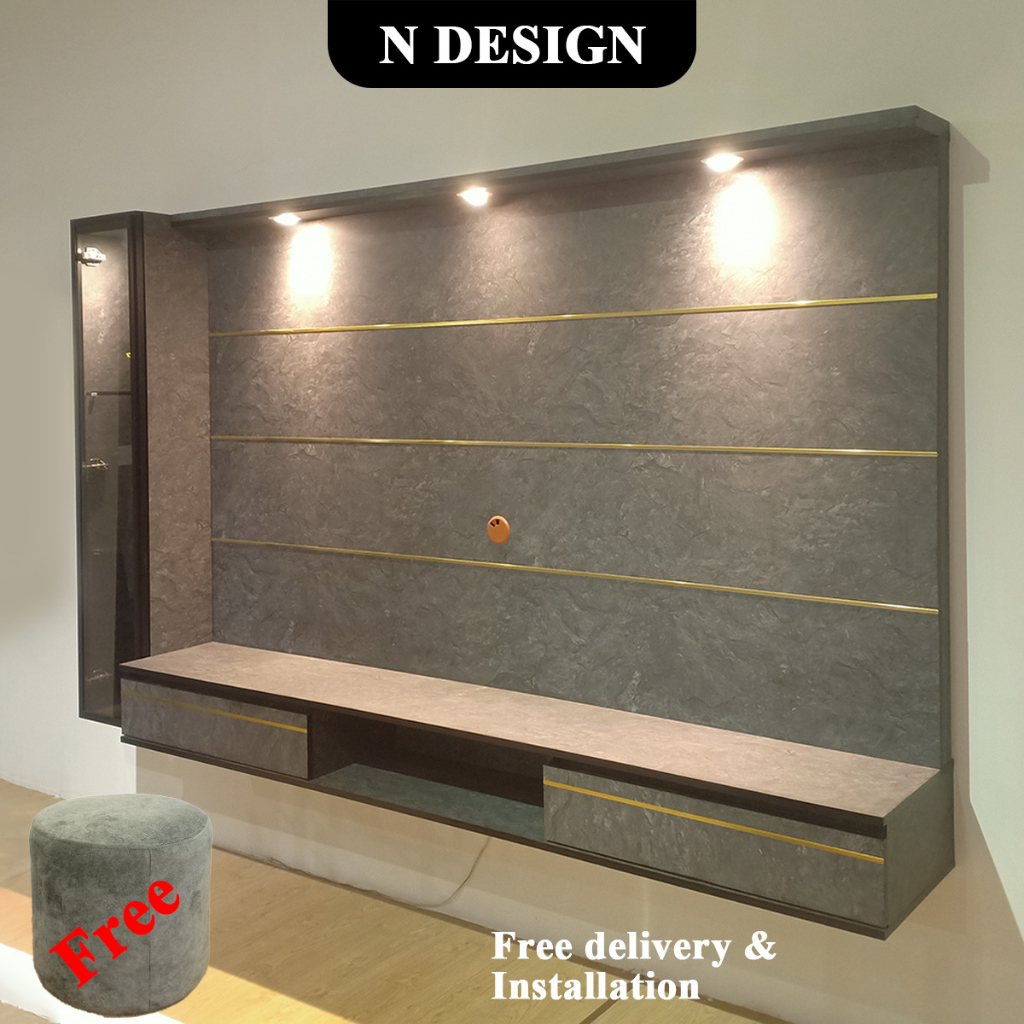 [N Design] 8ft Modern TV Cabinet / Wall Mounted Tv Cabinet / Hall ...