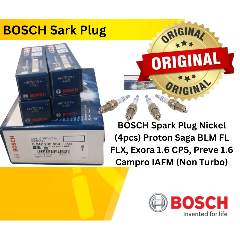 BOSCH Spark Plug Nickel (4pcs) Proton Saga BLM FL FLX, Exora 1.6 CPS ...