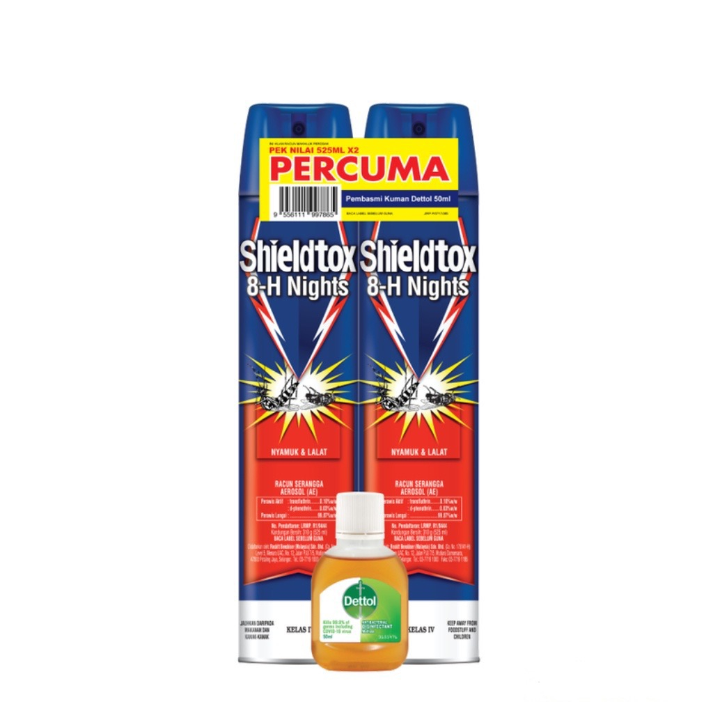 [Ready Stock] SHIELDTOX Mosquito 8-H Night Twin Pack (525ml x 2) FOC ...