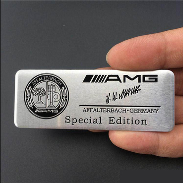 Amg Silver Special Edition Mercedes Benz Rectangle Germany Metal Emblem ...