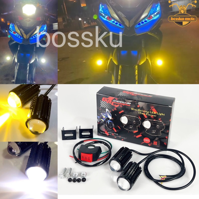 1 SET LED SPORT LIGHT MINI DRIVING LIGHT+SWITCH MOTORYCYCLE | Shopee ...