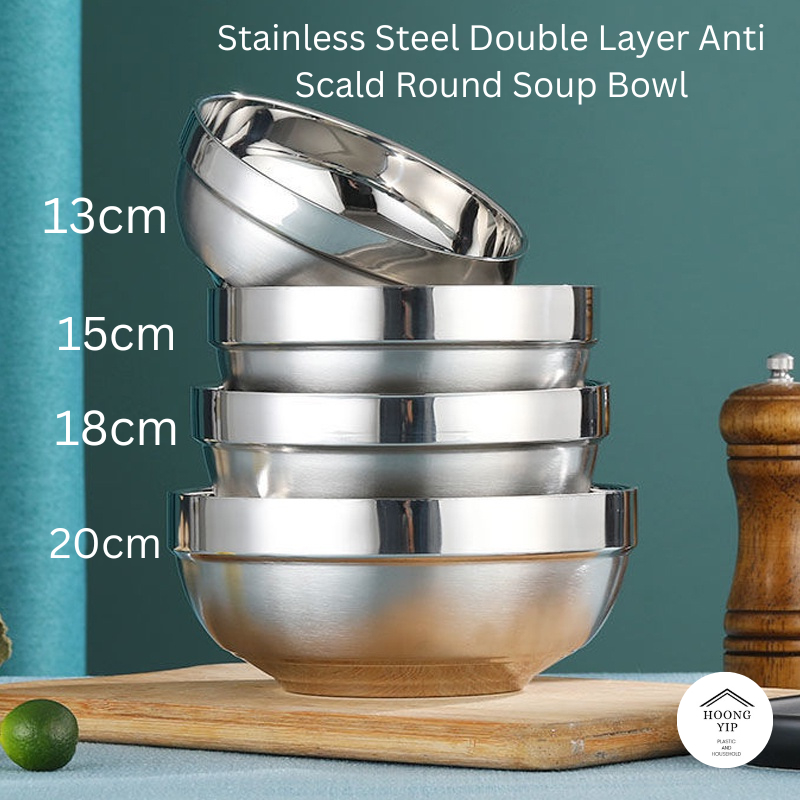 High Quality Stainless Steel Double Layer Anti Scald Round Soup Bowl ...