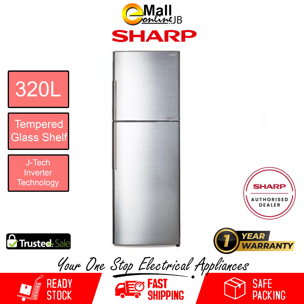 Sharp 320L 2 Door Top Freezer Fridge SJ326MSS | Refrigerator | Peti Sejuk | Shopee Malaysia