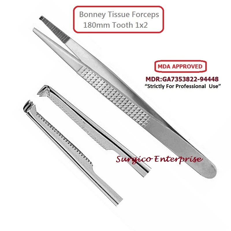 Bonney Dissecting Forceps With 1 Into 2 Teeth 180mm -Surgical Medical ...