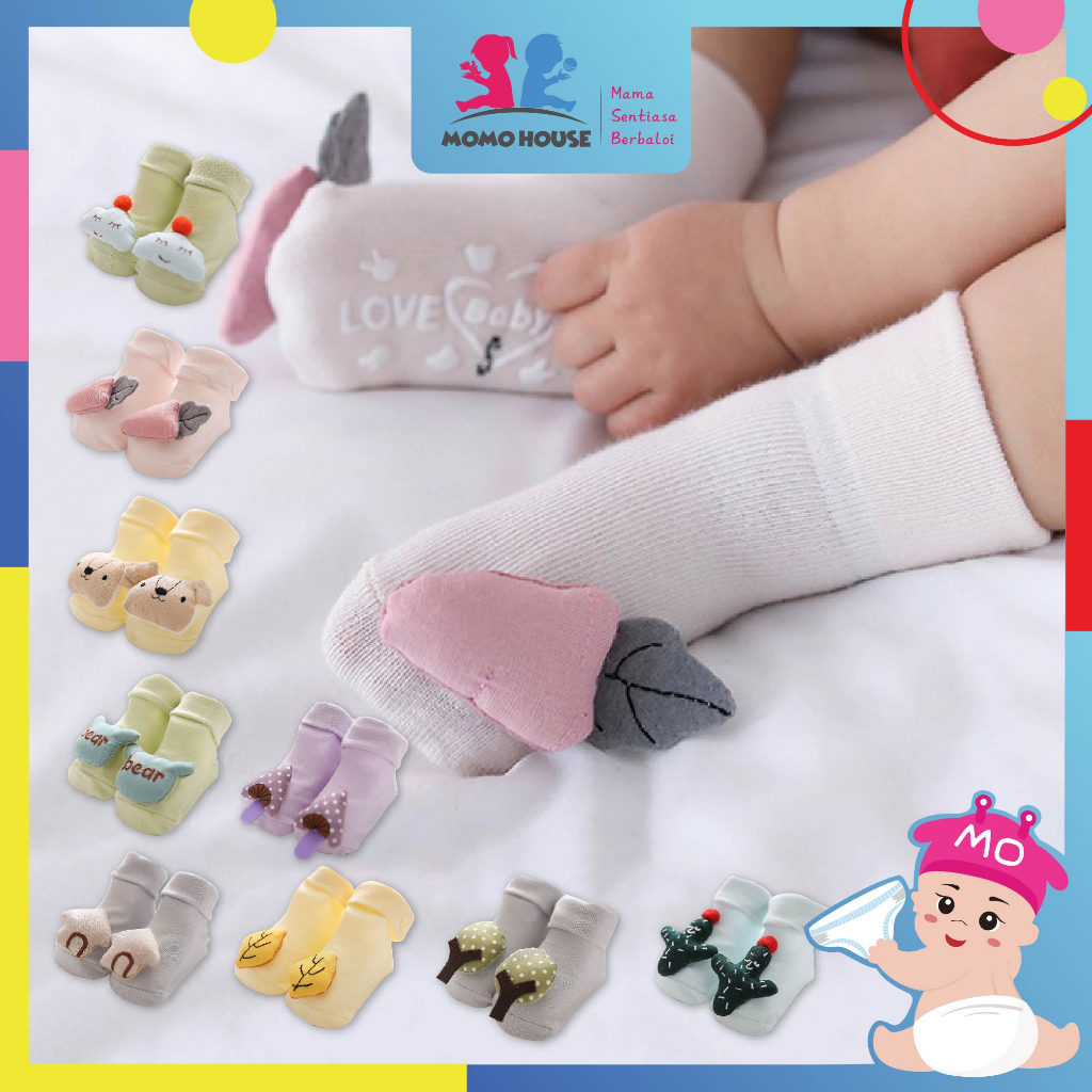 Newborn Sock Baby Cotton Cute 3D Sock Anti-Slip Baby Sock Stokin Bayi ...