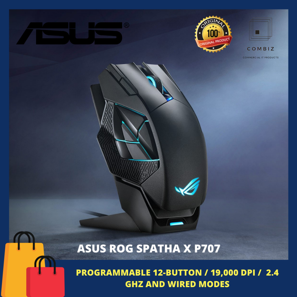 MOUSE ASUS ROG SPATHA X P707 DUAL WIRED & WIRELESS GAMING MOUSE (90MP0220-BMUA00) | Shopee Malaysia