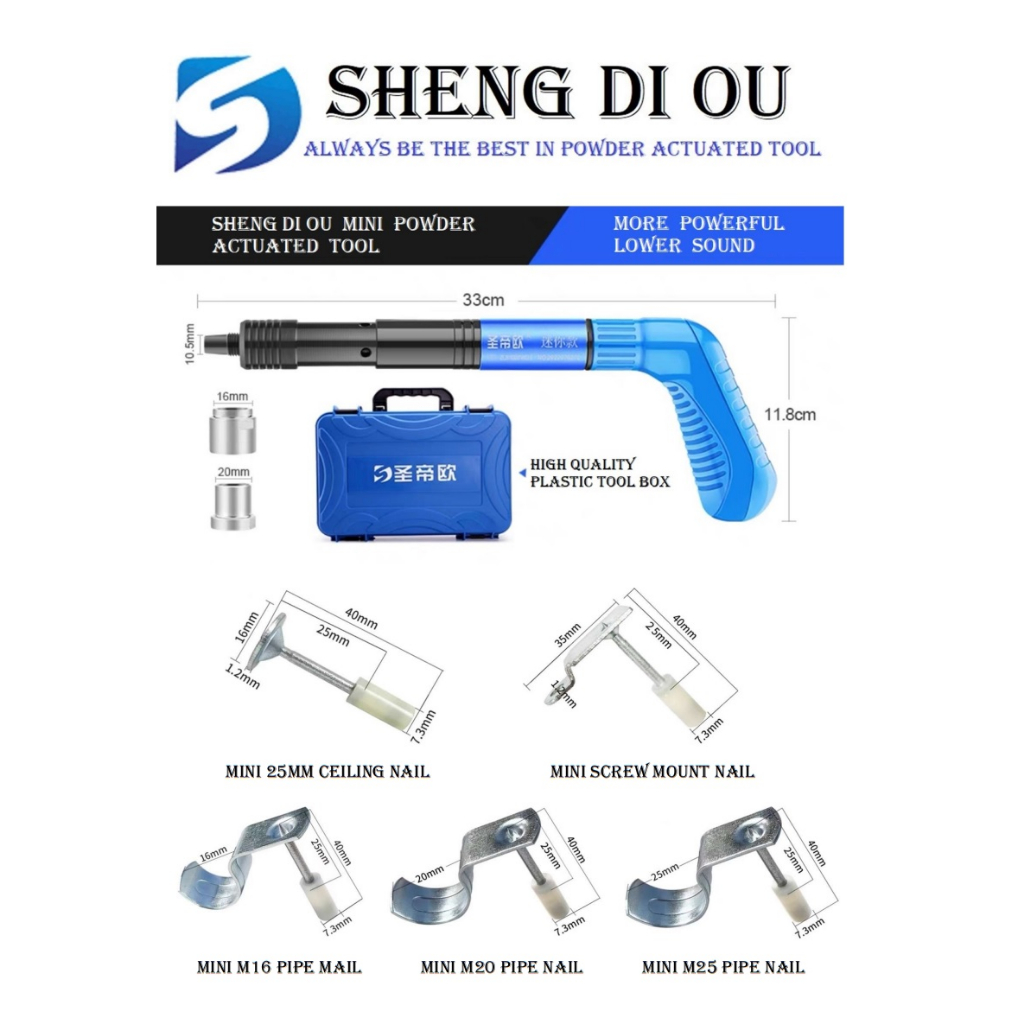 SHENGDIOU MINI MANUAL STEEL NAIL GUN RIVET CEILING GUN PLASTIC BOX ...