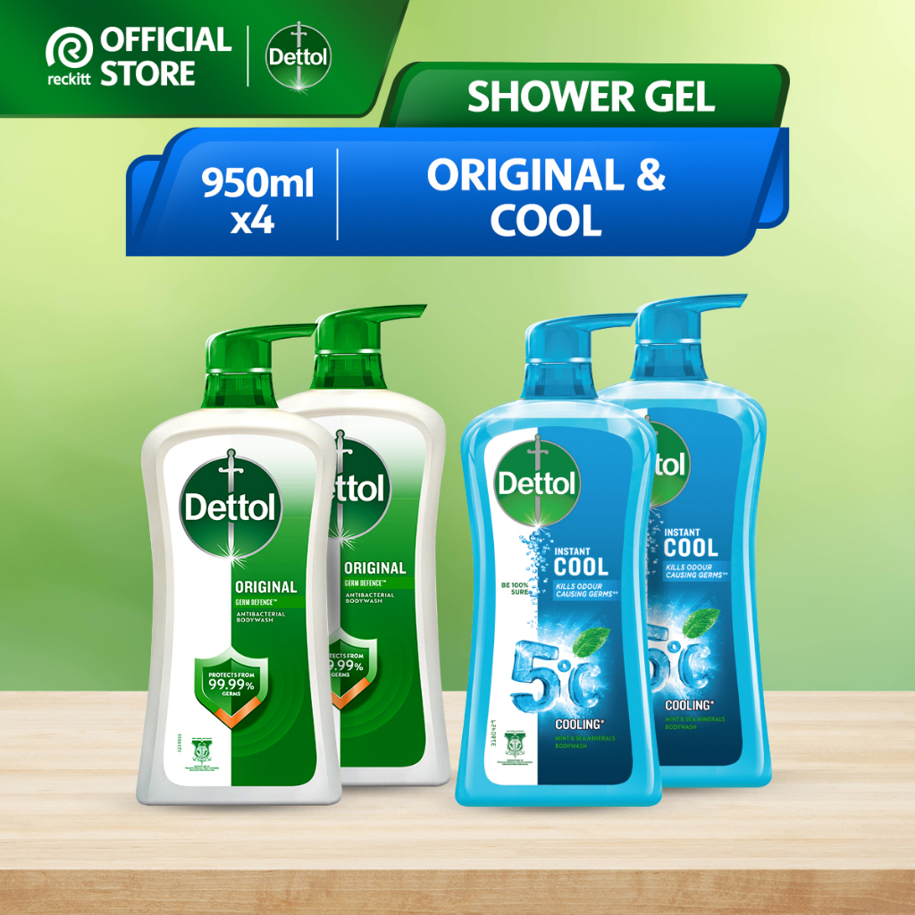 Dettol Shower Gel Antibacterial Body Wash 950ml X 4 Shopee Malaysia