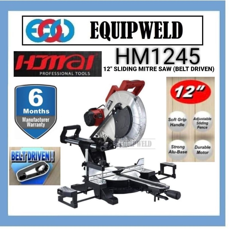 HOMAI HM1245 12" 305MM BELT-DRIVEN SLIDING MITRE SAW 1700W (HEAVY DUTY ...