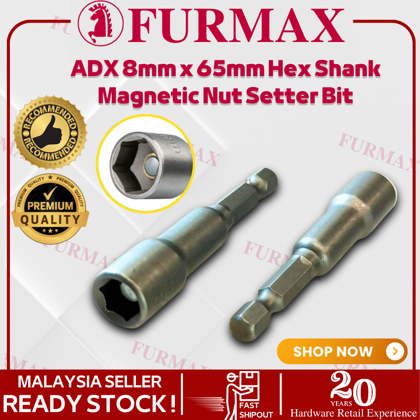【FURMAX】ADX 8mm x 65mm Hex Shank Magnetic Nut Setter Bit | Shopee Malaysia