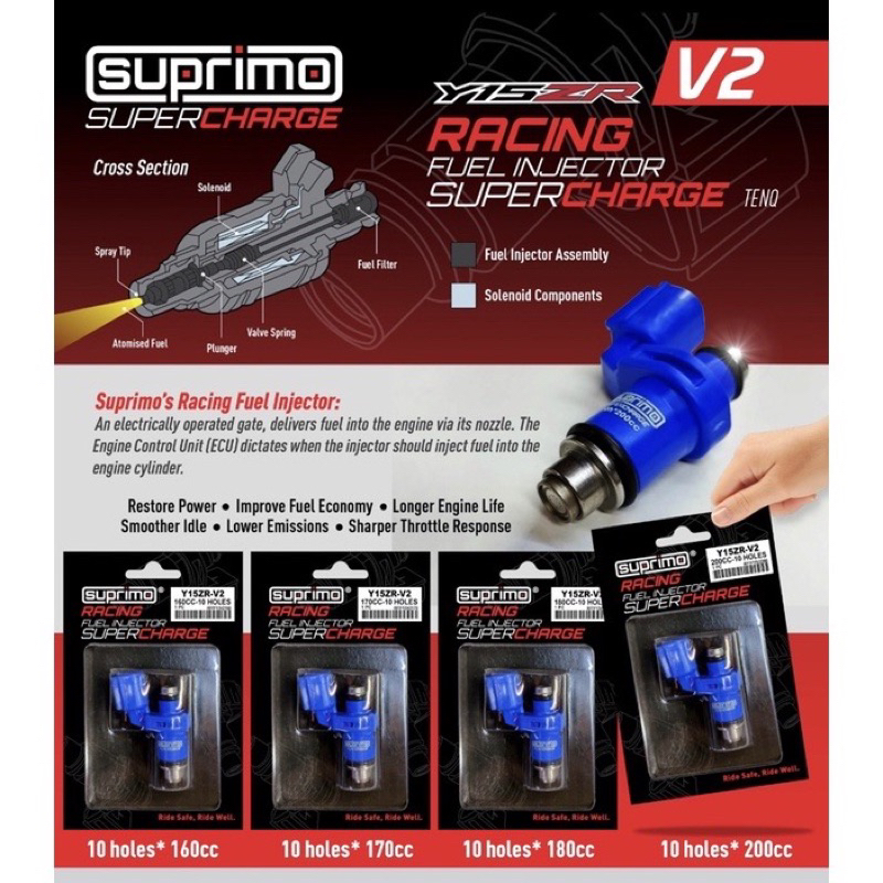 SUPRIMO Racing Y15 V2 INJECTOR 160CC 170CC 180CC 200CC (10HOLE ...