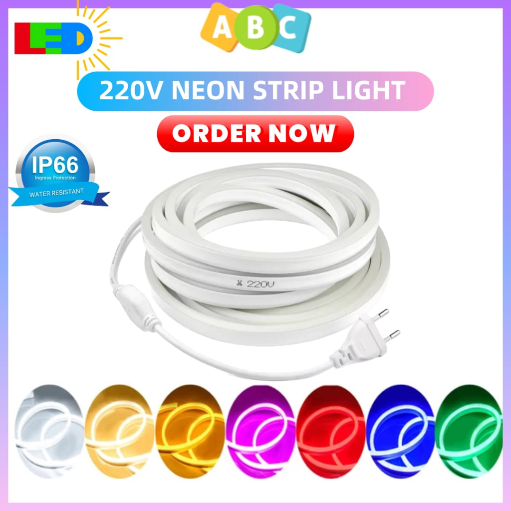 Neon Led Strip Light 220V AC Waterproof Narrow Neon light can be Cut at ...