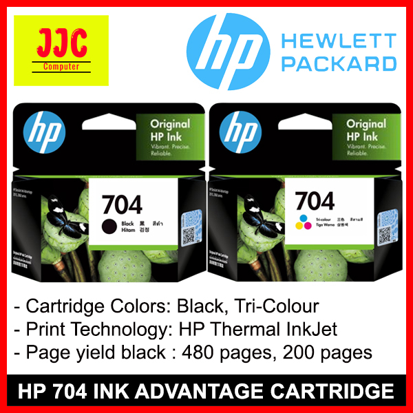 HP 704 BLACK & TRI-COLOR INK CARTRIDGE ORIGINAL | Shopee Malaysia