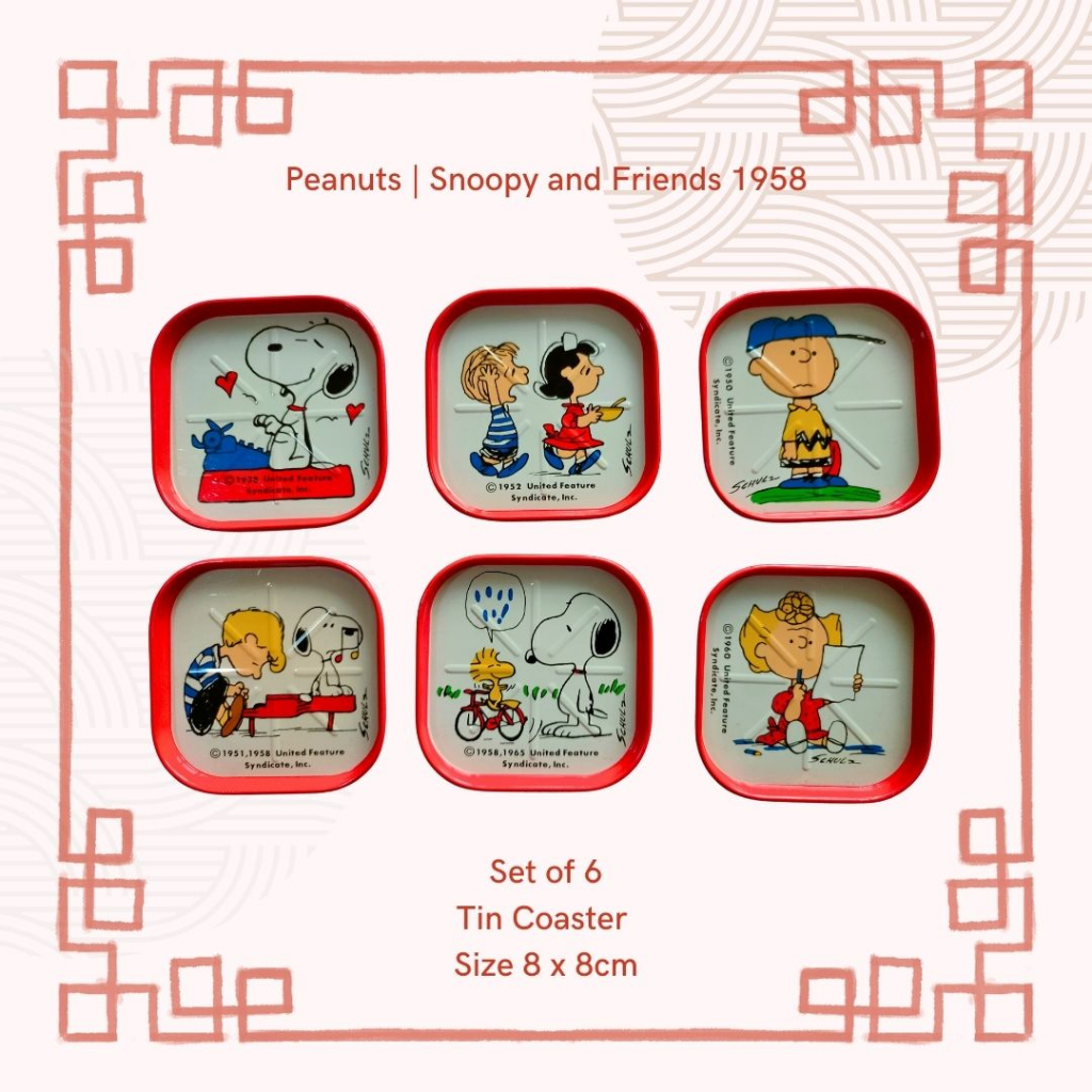 Peanuts Snoopy and Friends Vintage Metal Coaster Set | Shopee Malaysia