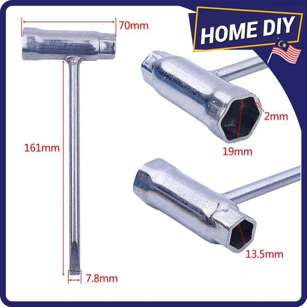 SPARK PLUG T SOCKET WRENCH ( - / + ) / PLUG WRENCH SCREWDRIVER SPANNER ...