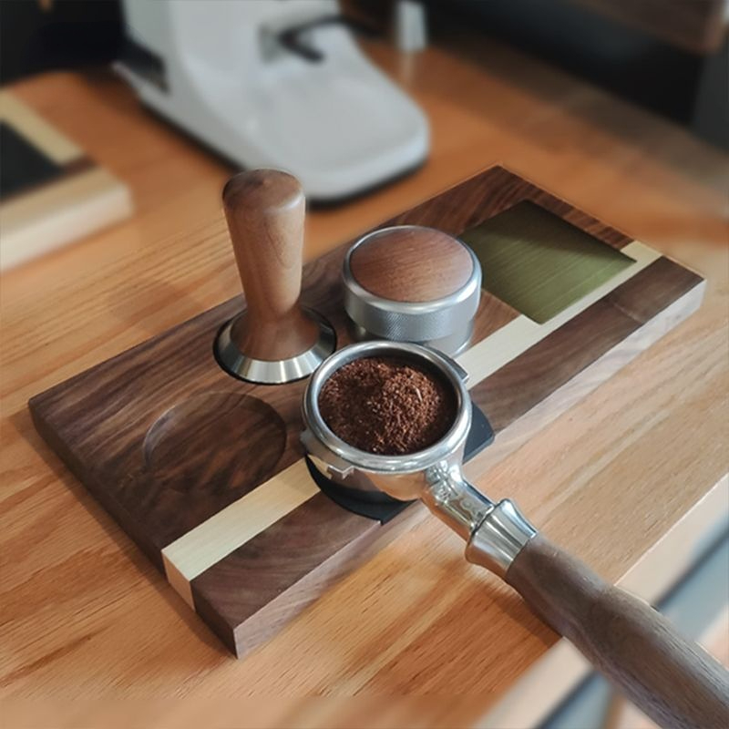 Wood Coffee Tampers Holder Mat Anti-Slip Coffee Tampering Station Pad ...
