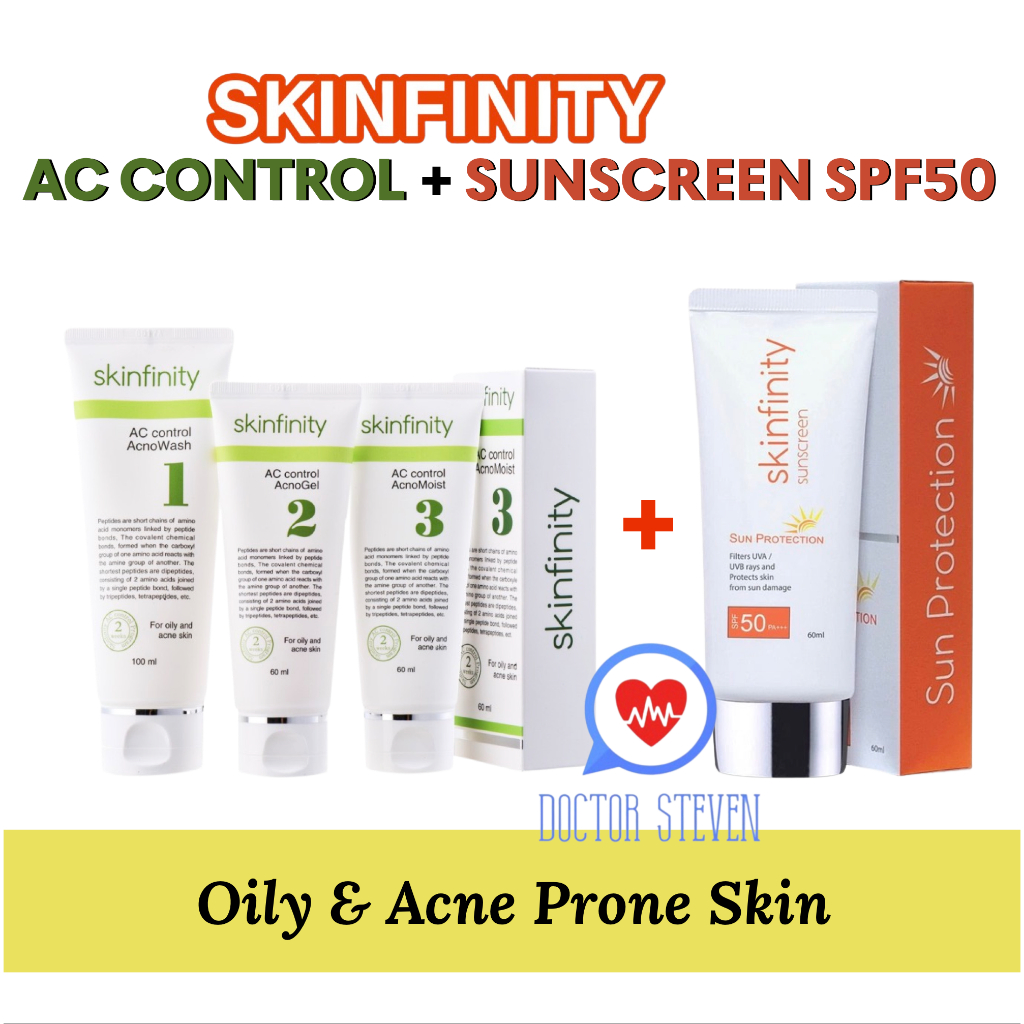 (DRSTEVEN) Skinfinity AC Control Acno Wash Gel Moist + Sunscreen Spf 50 ...