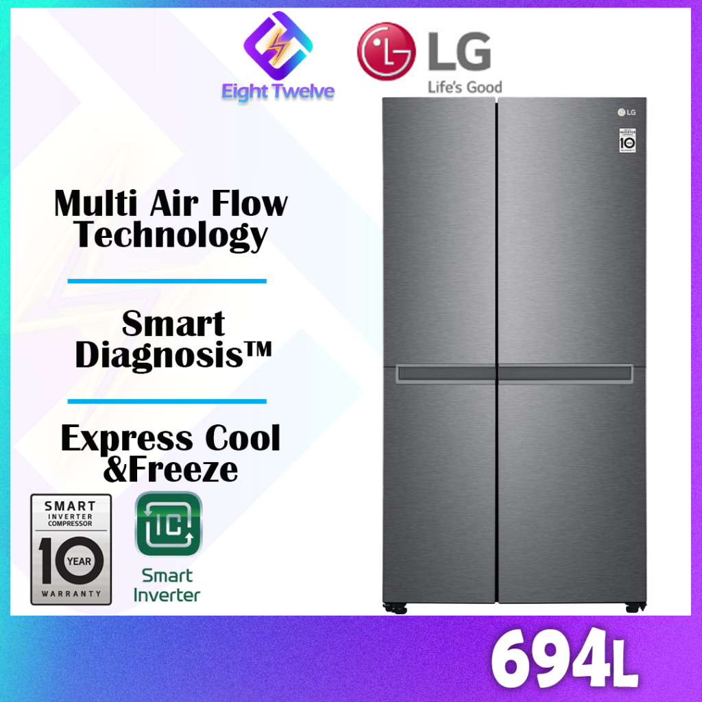 [FREE DELIVERY] 694L LG Smart Inverter Side-by-Side Fridge Peti Sejuk ...