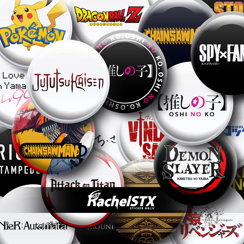 anime logo button badge batch 1 anime 2022 / 2023 jujutsu kaisen attack ...