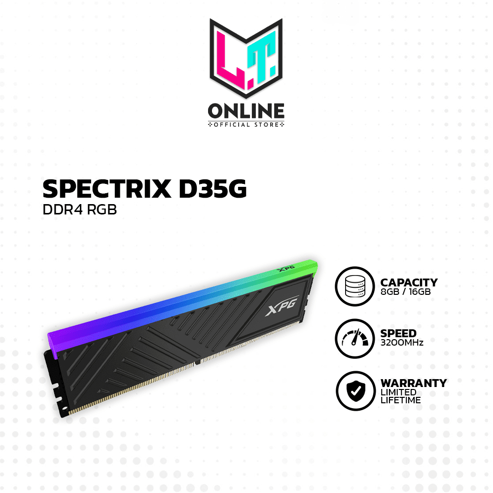 XPG SPECTRIX D35G DDR4 RGB Black Gaming RAM 3200MHZ (8GB / 16GB / 32GB ...