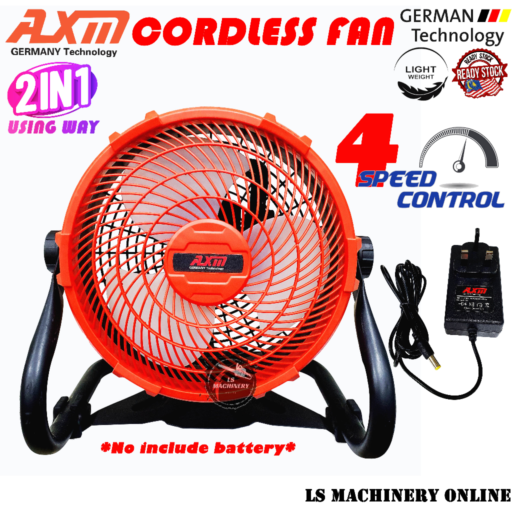 AXM Brand 21V 11” 500w Cordless Fan Lithium Battery Fan outdoor indoor ...