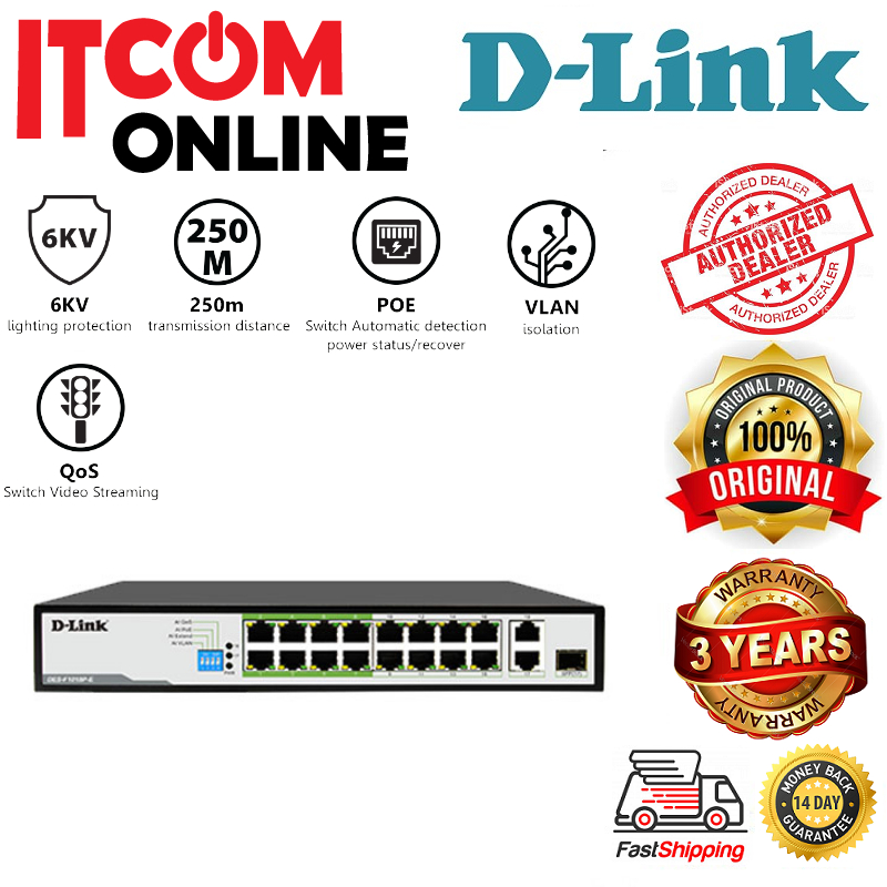 D-LINK 16-PORT POE (150W) STANDARD + 2-PORT COMBO + 1-PORT GIGABIT SFP ...