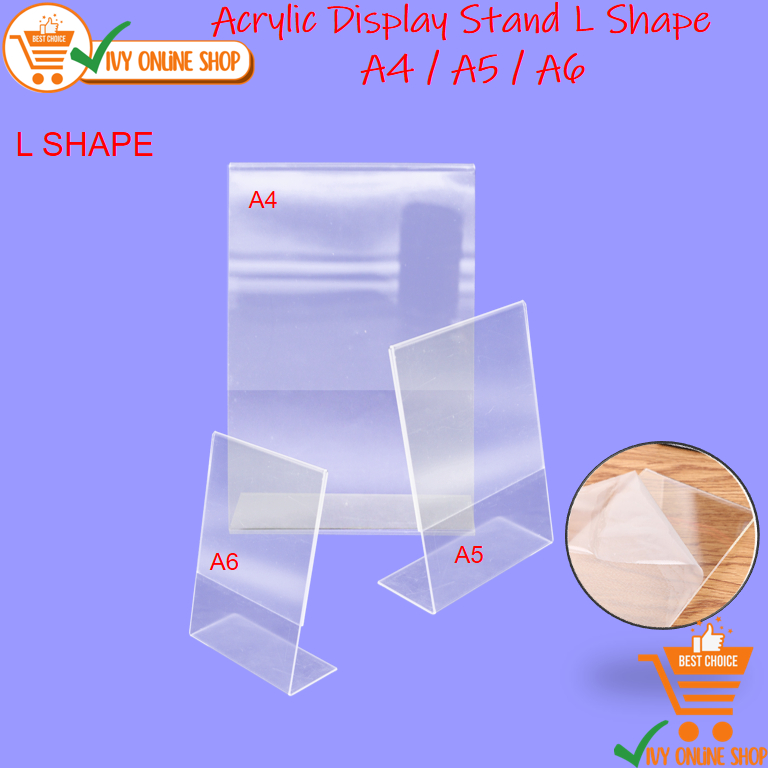 Ready Stock Acrylic L Shape A4 / A5 / A6 Stand Display Stand | Shopee ...