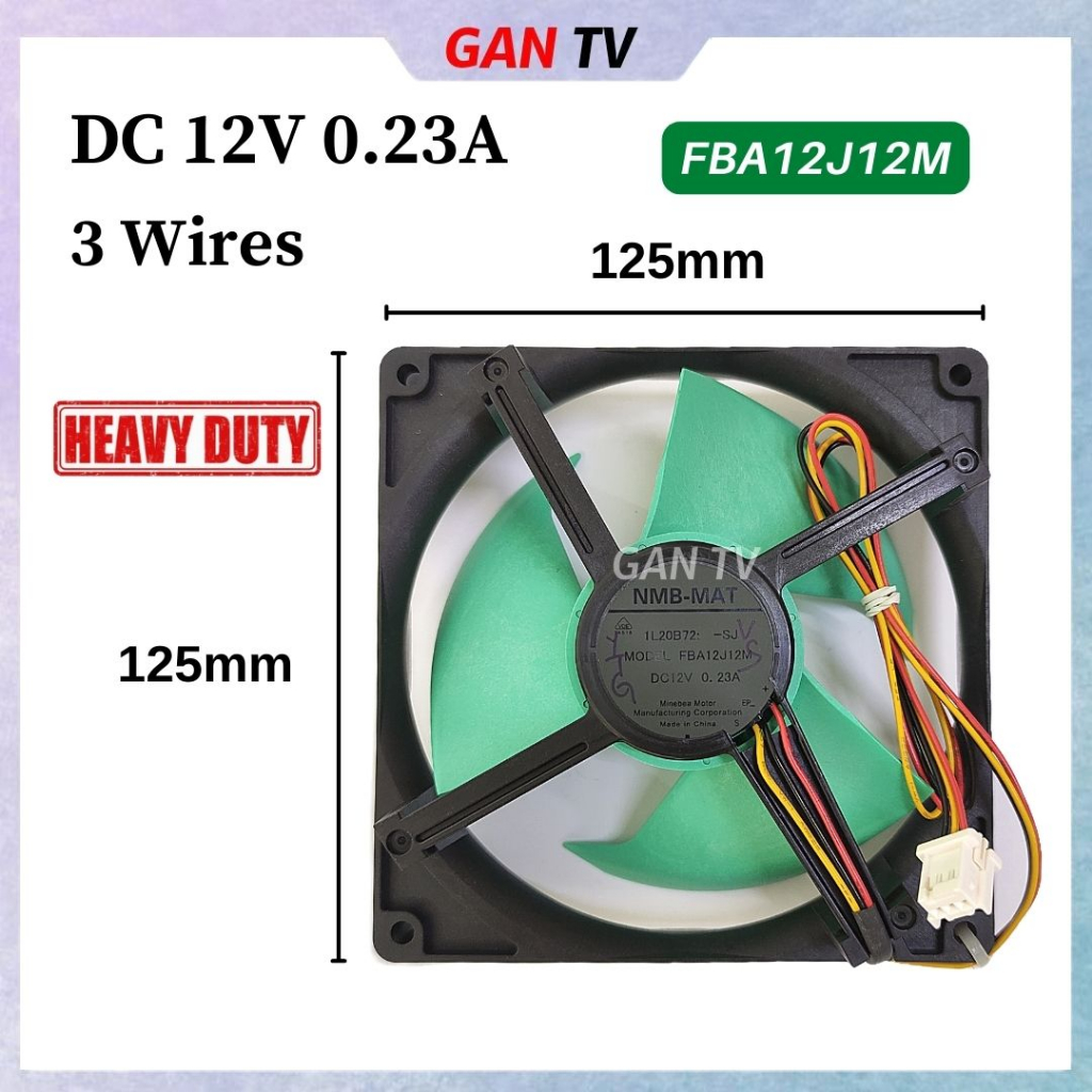 Heavy Duty DC12V 0.23A (3 Wires) 125*125*20mm NMB-MAT FBA12J12M ...