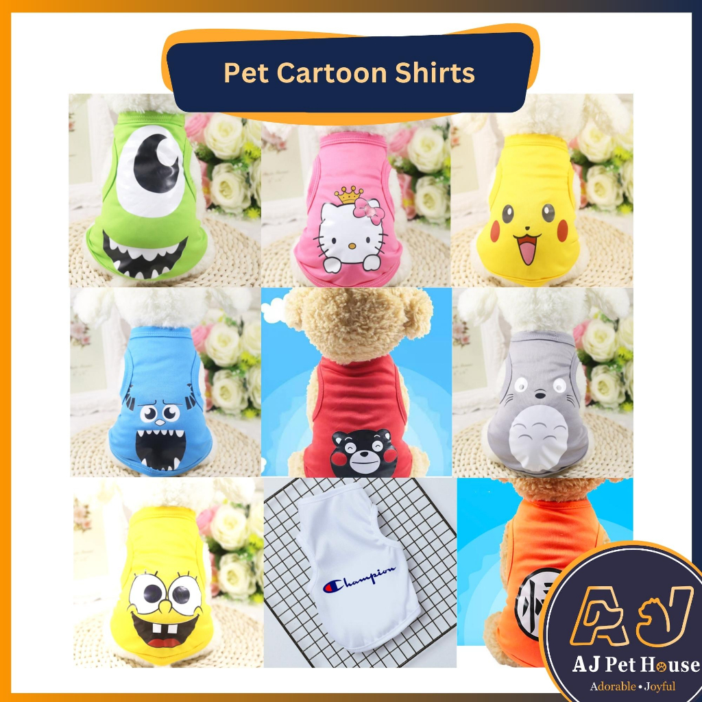 Pet Cat Dog Puppy Kitten Cartoon Clothes Shirt Baju Kucing Comel Murah ...