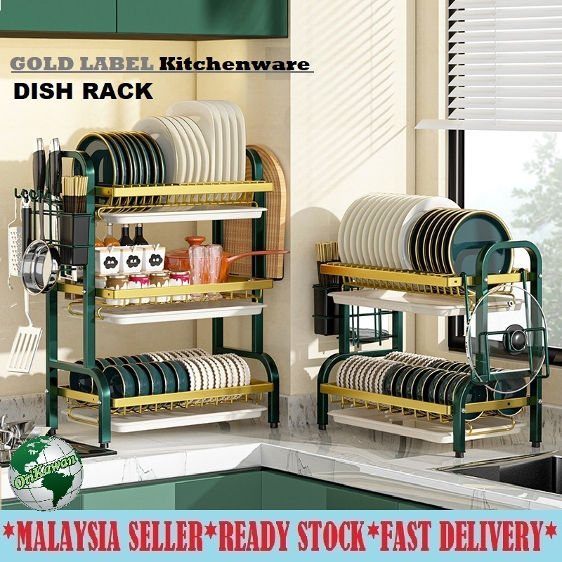 Kitchen Rack 2 Layer & 3 Layer Dish Storage Rack Carbon Steel Heavy ...