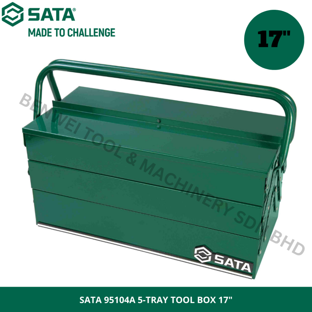 SATA 95104A 5-TRAY TOOL BOX 17" / METAL TOOL BOX 430 X 200 X 200 MM / 5 ...