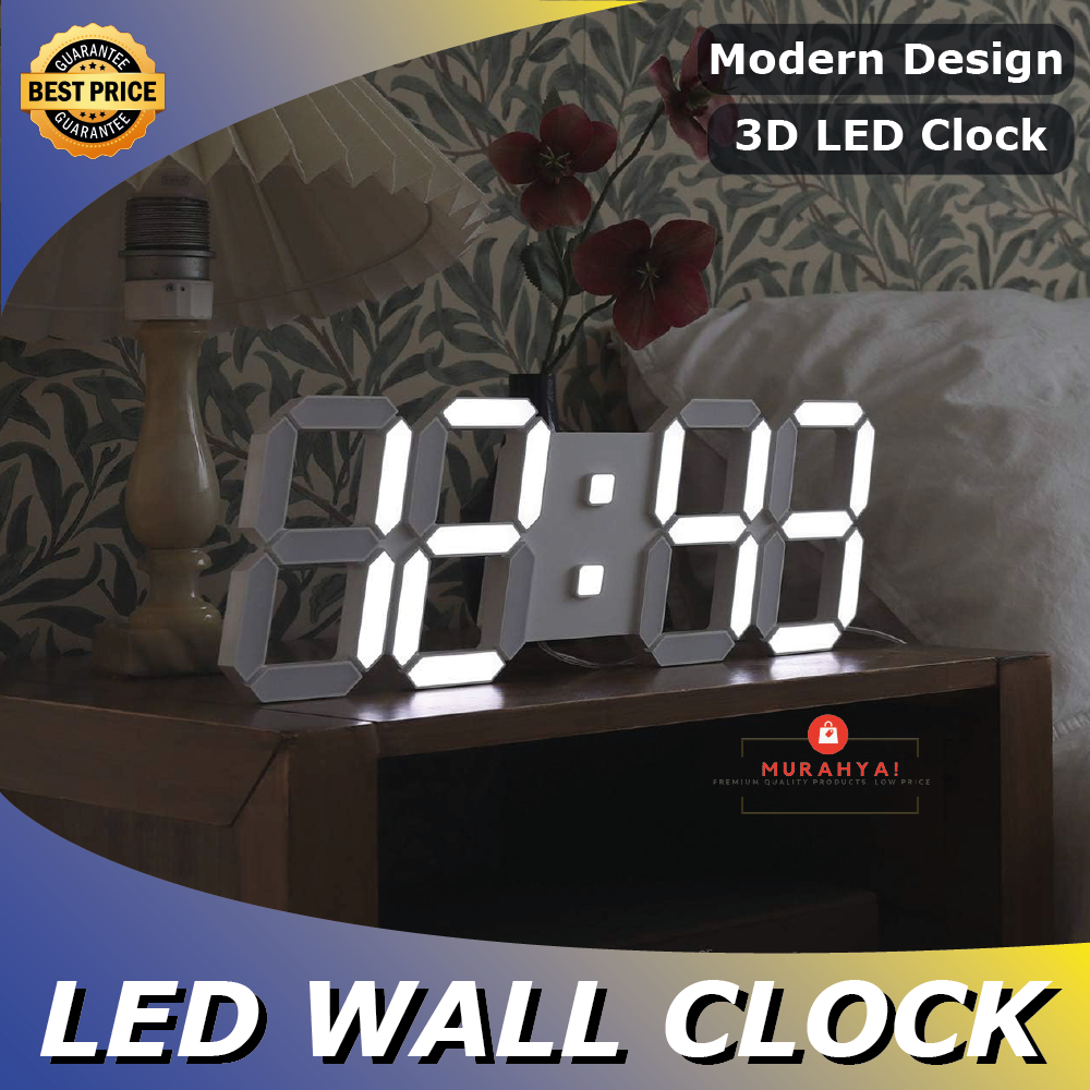 Jam Dinding Led Muarh Digital Alarm Clock Table Jam Digital Meja 3D Led ...