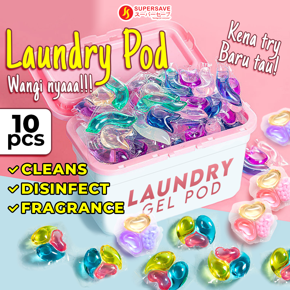 SUPERSAVE (10pcs) 3 in 1 Laundry Pod Sabun Laundry Detergent Sabun Basuh Baju Wangi Laundry ...