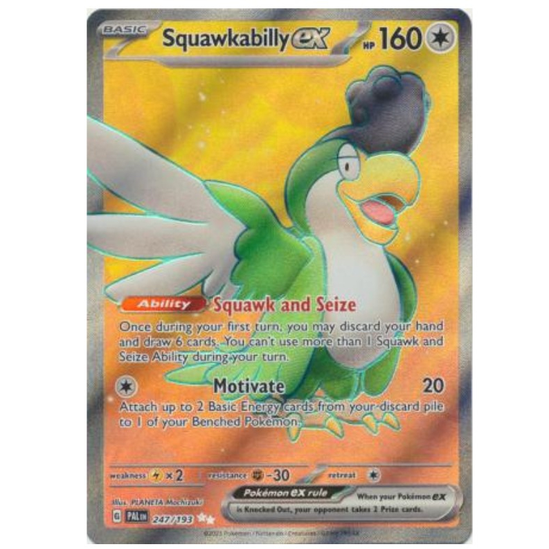Original Pokemon TCG - Squawkabilly Ex 247/193 Full Art Secret Rare ...
