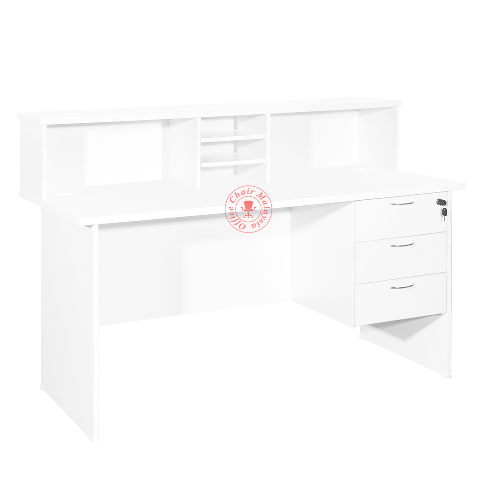 4ft 5ft 6ft Reception Counter Table with Fixed Pedestal / Cashier ...