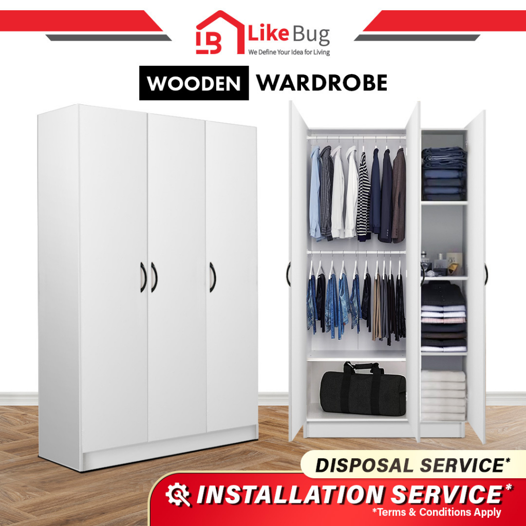 ⚡️LIKE BUG⚡️2 or 3 Door Wooden Wardrobe / Almari Baju Murah / Wardrobe / 衣橱/ Almari Murah ...