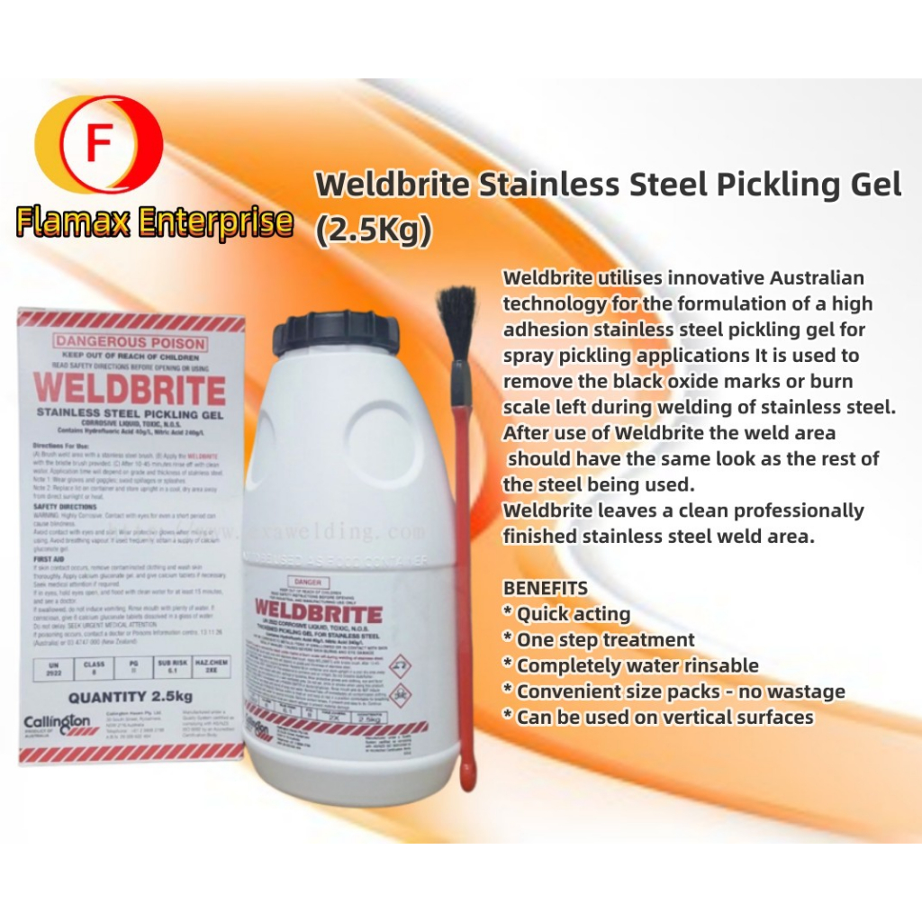 Weldbrite Stainless Steel Pickling Gel 1 carton (2.5Kg x 6 bottle / box ) | Shopee Malaysia