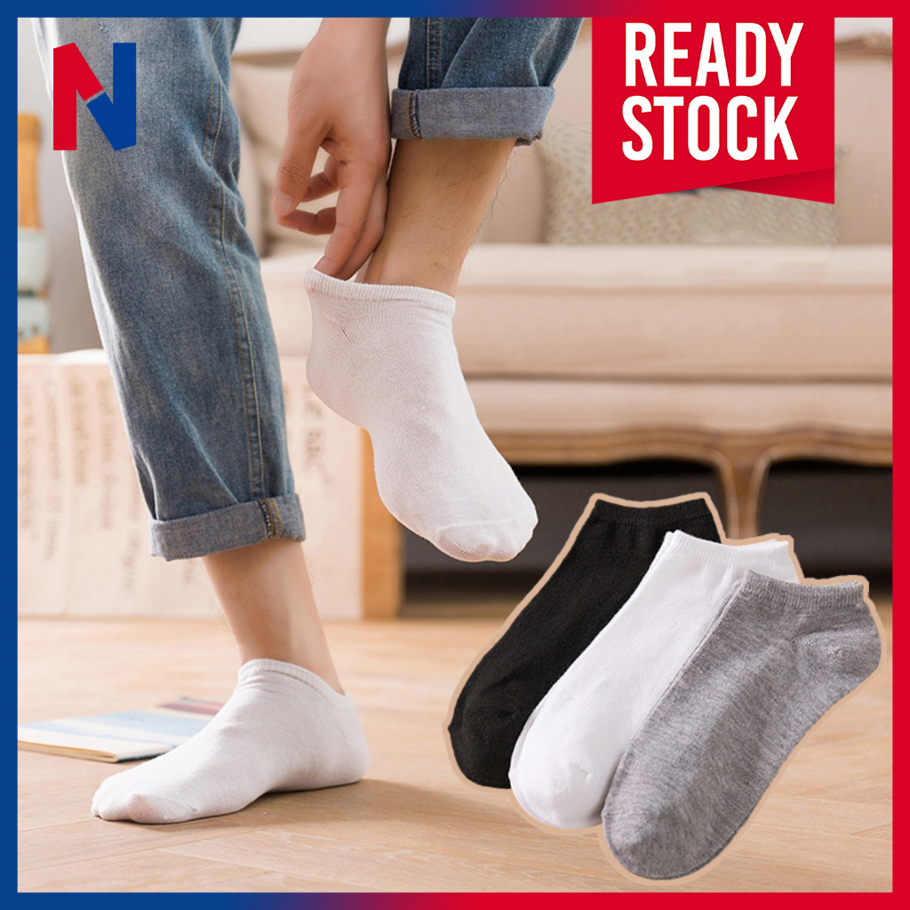 [NOVII] Unisex Breathable Ankle Socks & Calf Socks Plain Color Stokin ...