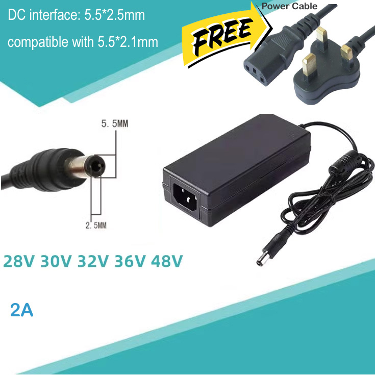 2A 28V/30V/32V/36V/48V 5.5*2.5mm compatible with 5.5*2.1mm Power ...