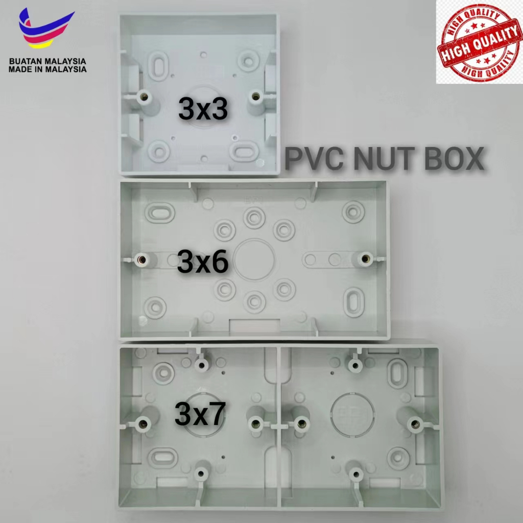 PVC Surface Nut Box 3x3 3x6 3x7(White) | Shopee Malaysia