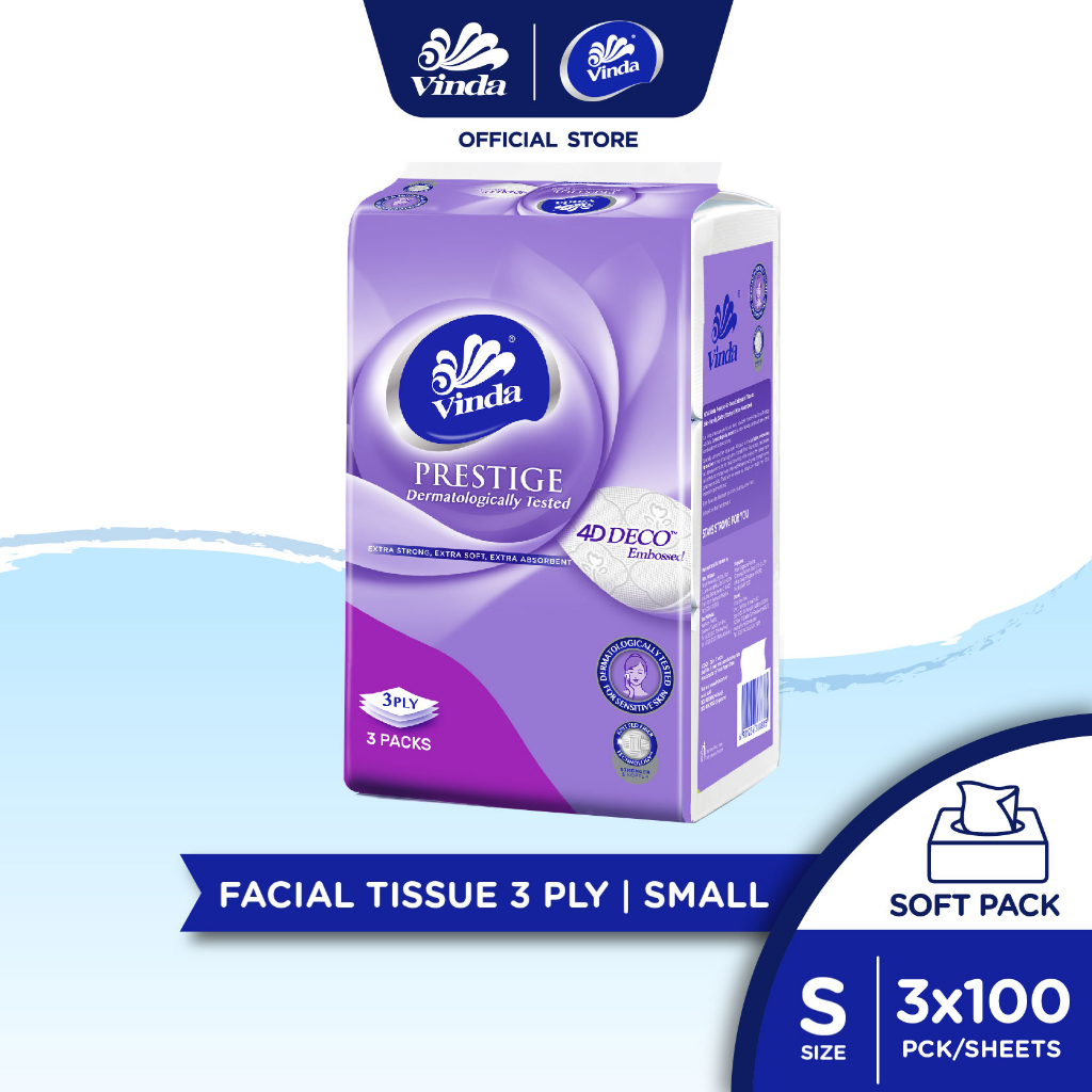 Vinda Prestige 4D Deco Embossed Facial Tissue (3 x 100s) | Shopee Malaysia