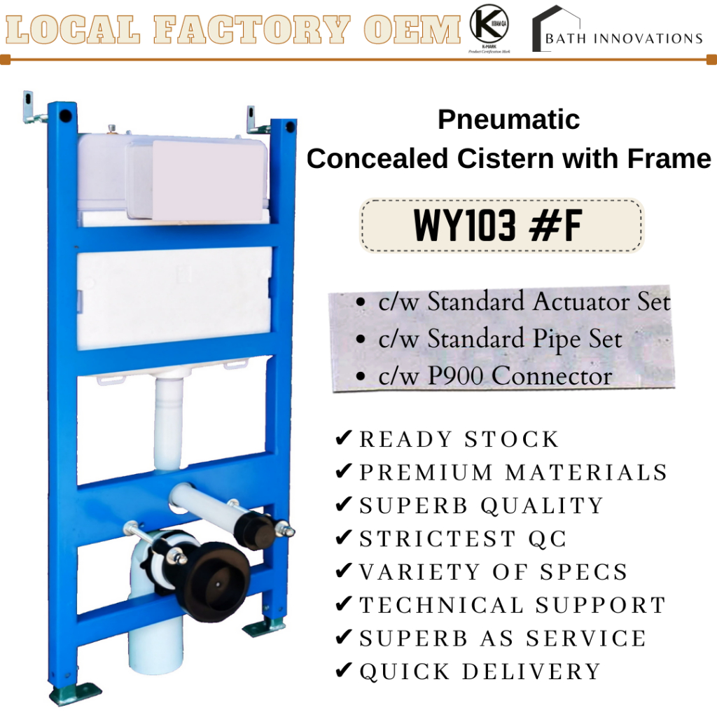 Pneumatic Concealed Cistern with Frame c/w Pneumatic Actuator Set (Standard - WAS788 #CG) WY103 ...