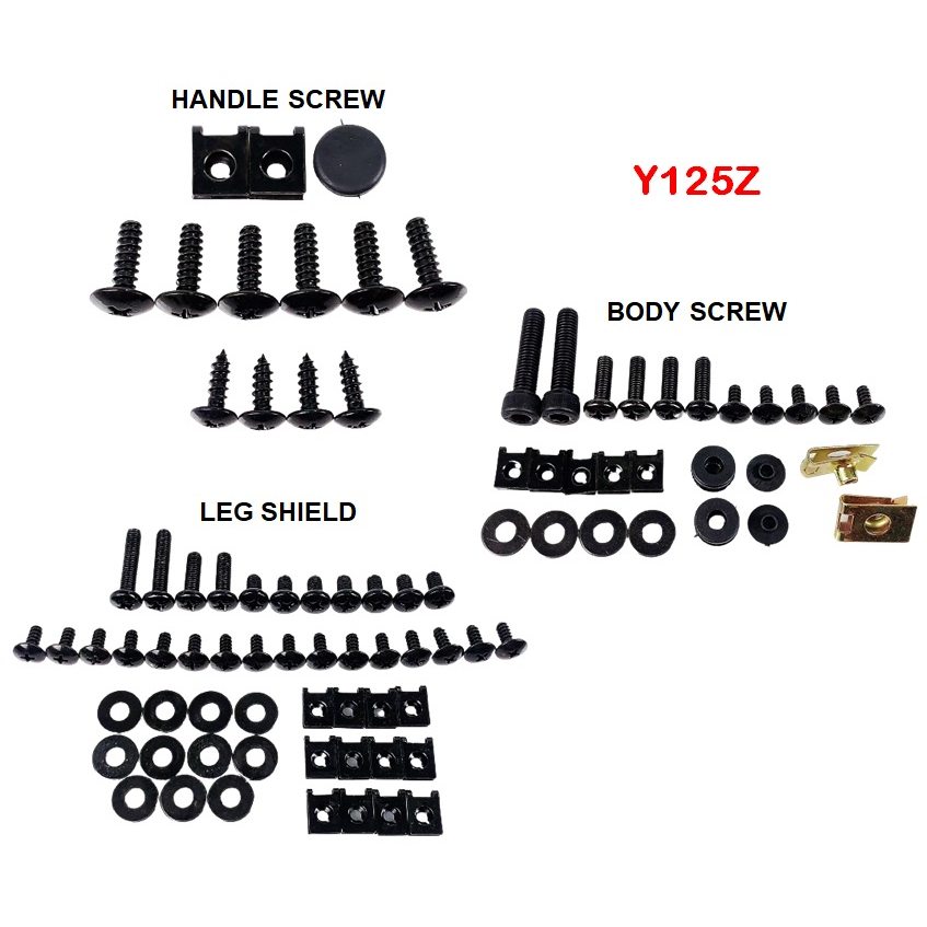 BODY COVER LEG SHIELD HANDLE BUSH SCREW FULL COMPLETE SET Y15 YSUKU ...