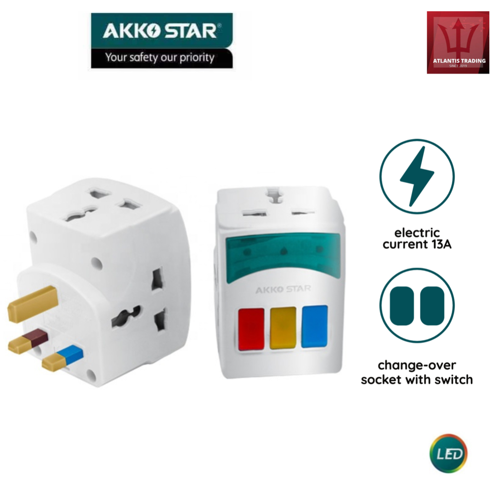 AKKO STAR popular AK-079S multi-function change-over socket 3250W 13A ...