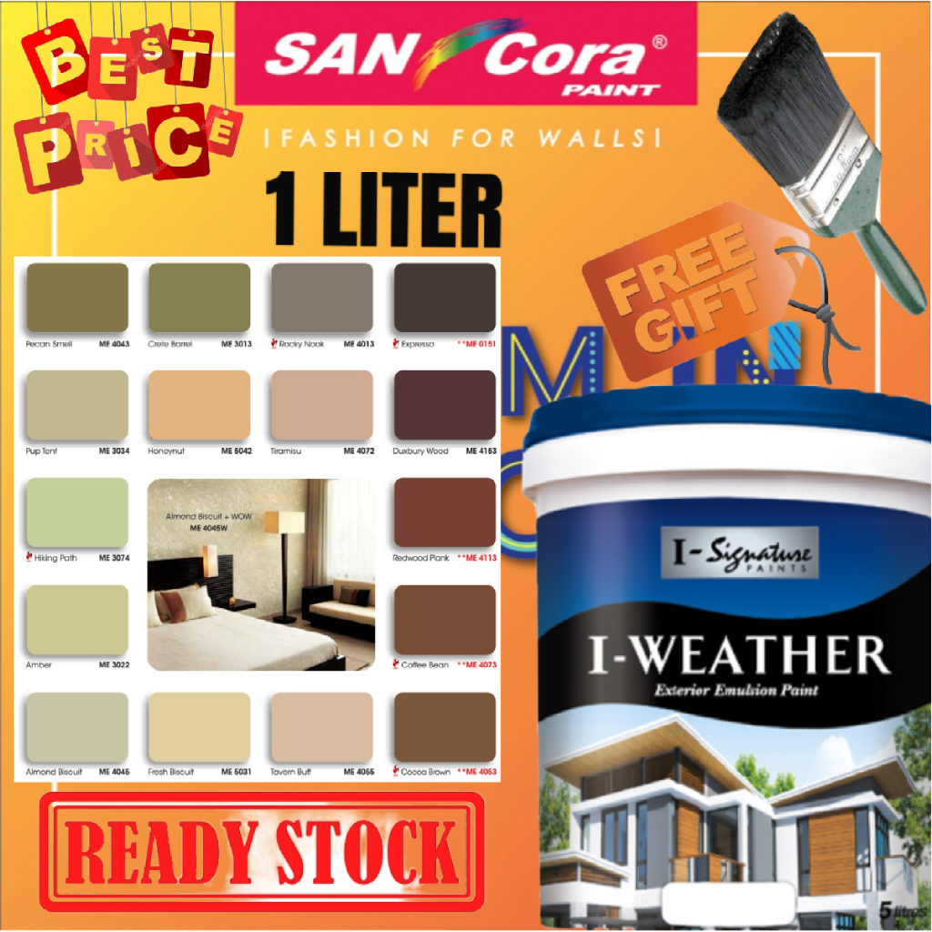 1 LITER SANCORA I WEATHER EXTERIOR WALL PAINT CAT DINDING LUAR RUMAH ...