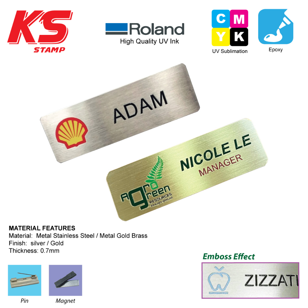 Custom made/ Personalized Metal (Silver / Gold) Name Tag | Shopee Malaysia