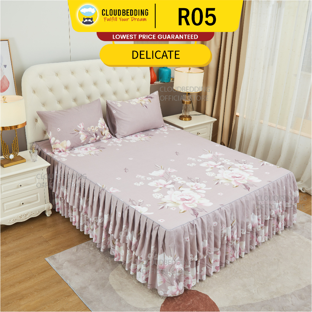 Cadar Ropol Set 3IN1 Super Single/Queen /King Bedsheet Bed Skirt ...