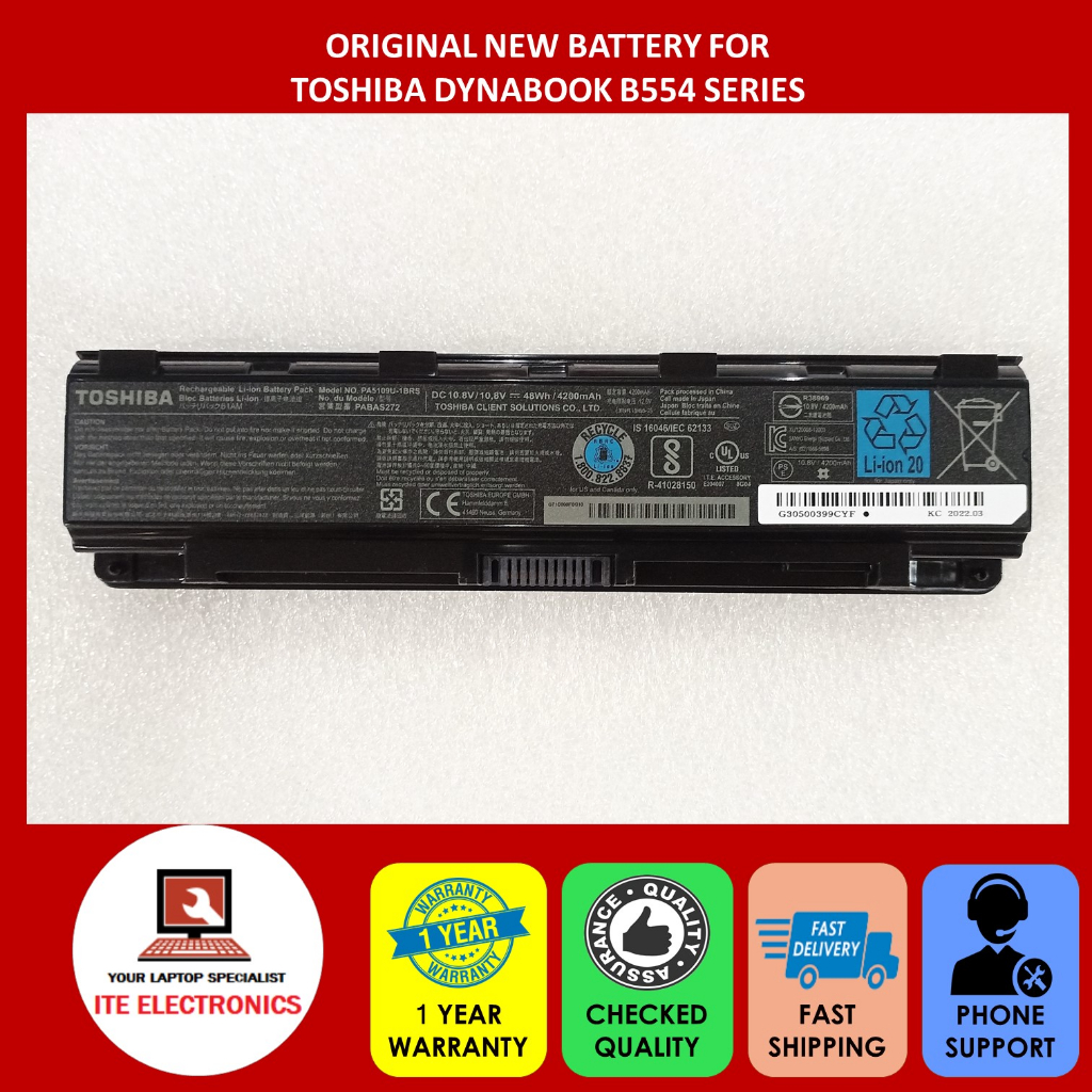 ORIGINAL NEW PA5109U-1BRS TOSHIBA DYNABOOK B554 BATTERY | Shopee Malaysia