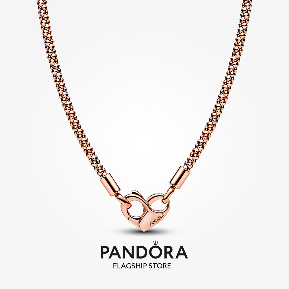Pandora Moments 14K Rose Gold Plated Studded Chain Necklace (45CM ...