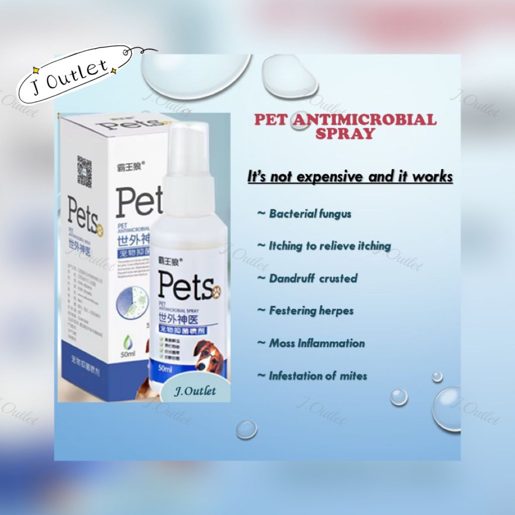 J.Outlet*Pet Antimicrobial Spray 50ml Cat Dog Fungus Ringworm Itching ...